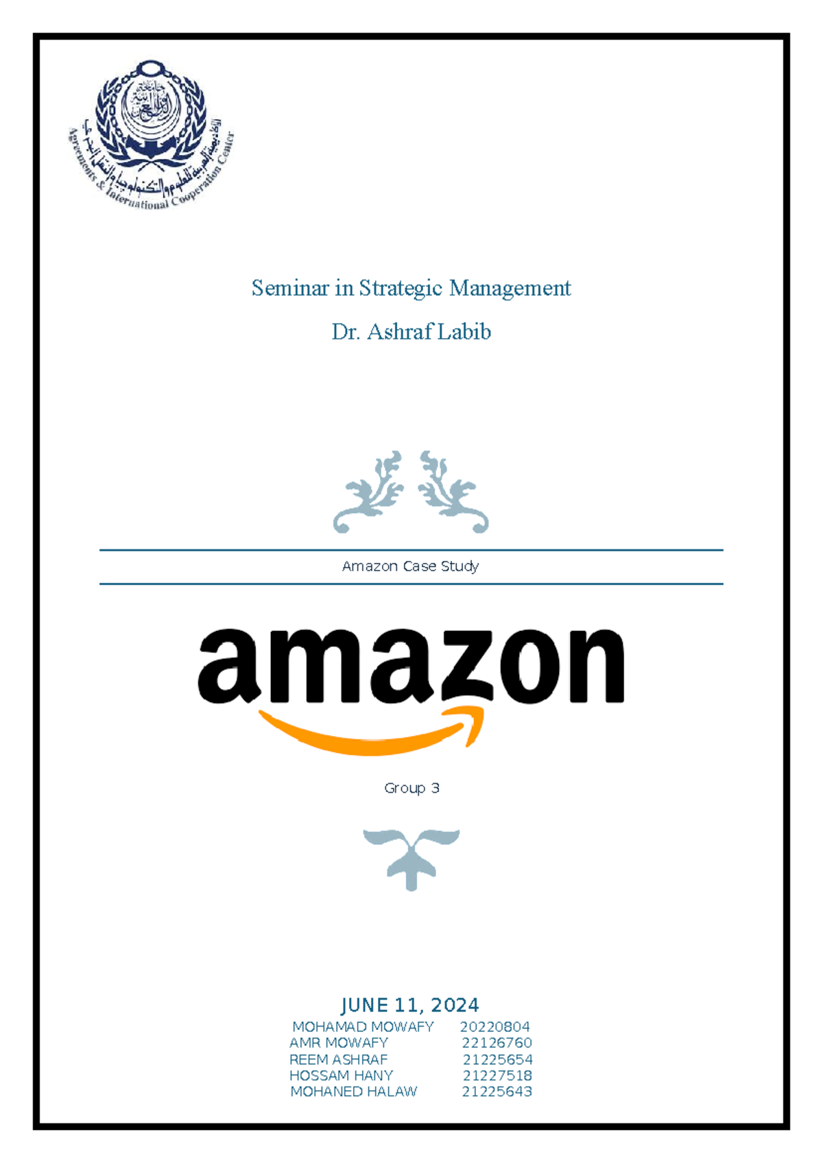 Amazon case study G3 - strategic management notes - Seminar in ...