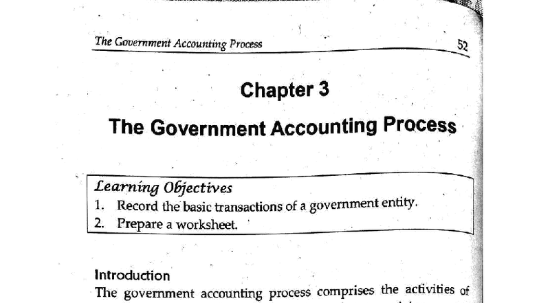 Government Accounting Process: Chapter 3 Overview (GA-63-109) - Studocu