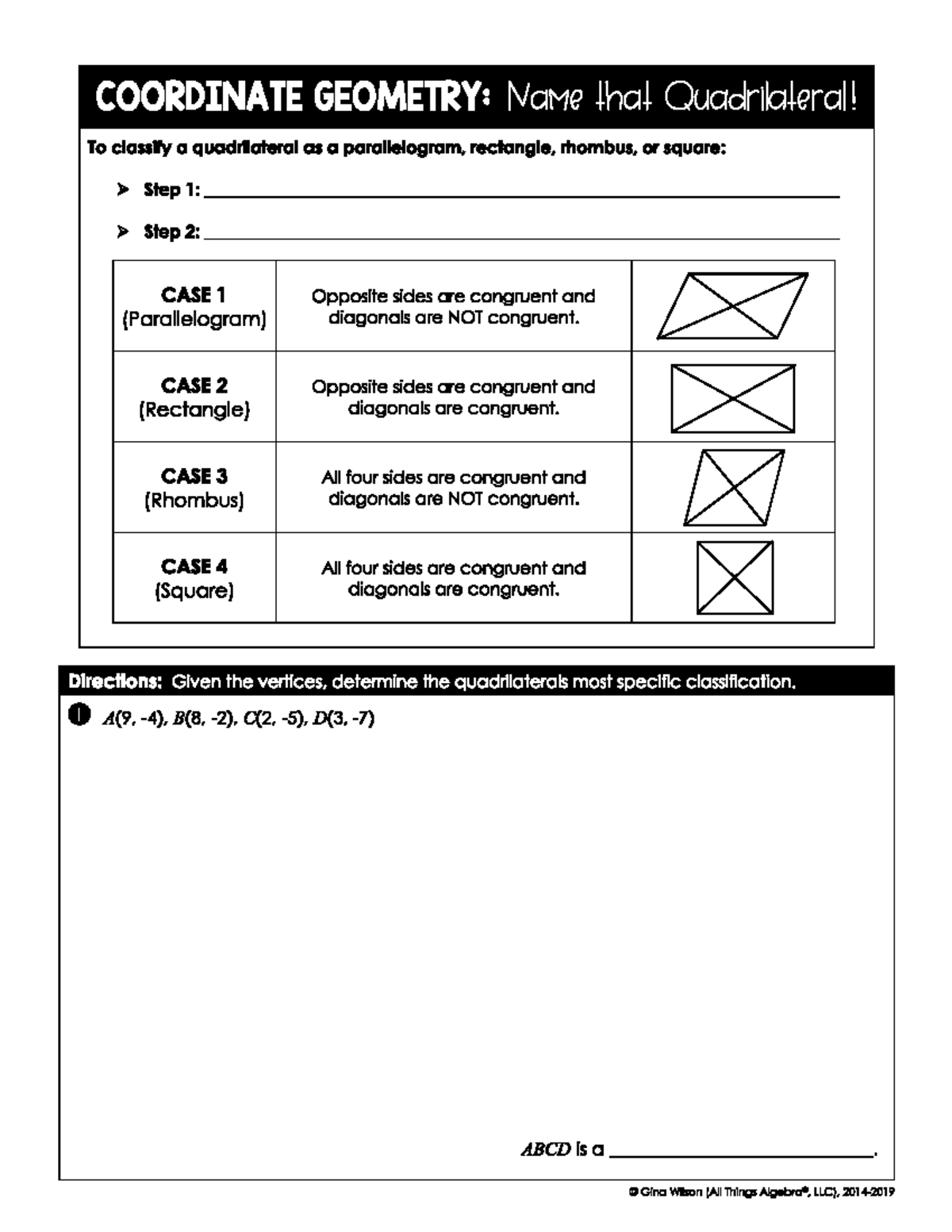 7.6 Classwork - Geometry: Classifying Quadrilaterals in Coordinate ...