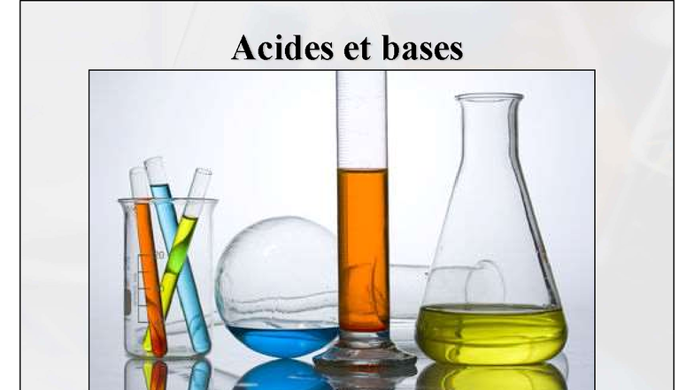 Cours 10 - Acides et Bases : Concepts et Équilibres en Chimie - Studocu