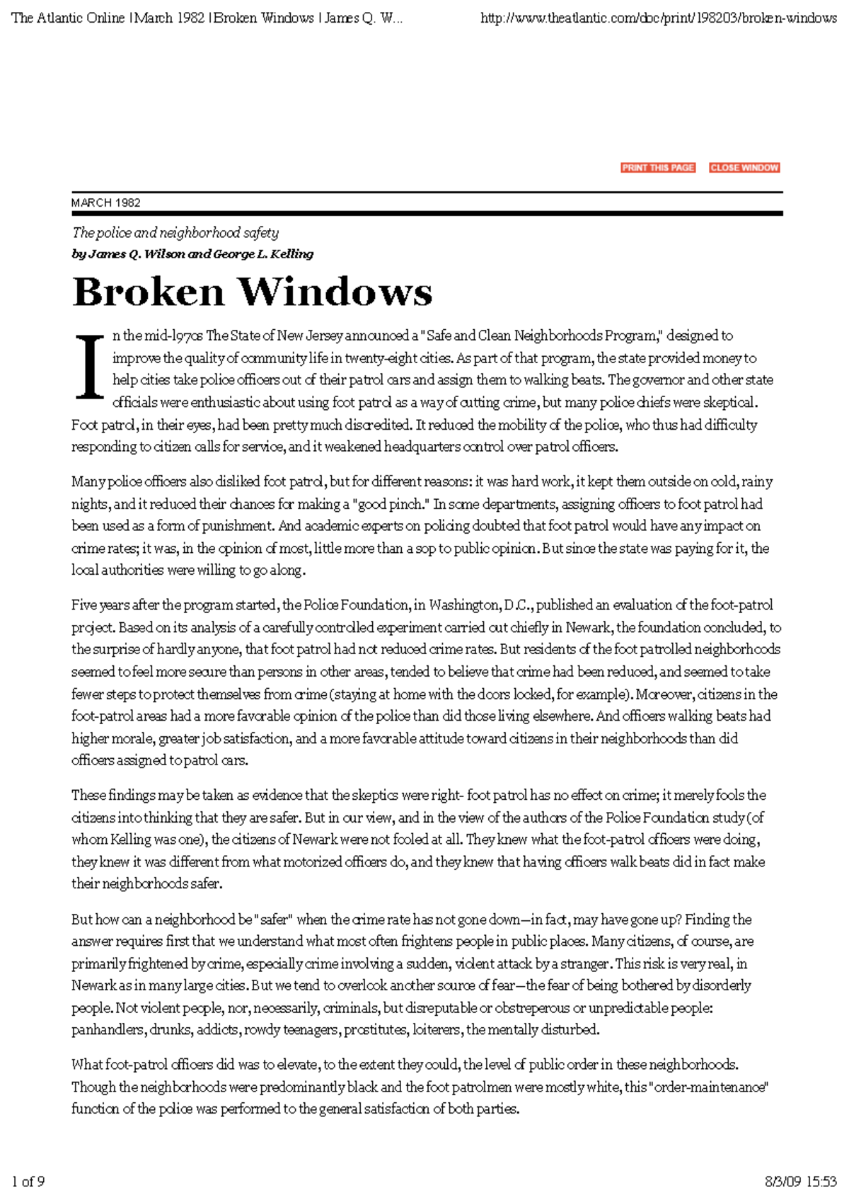 Understanding the Broken Windows Theory: Insights from Wilson & Kelling ...