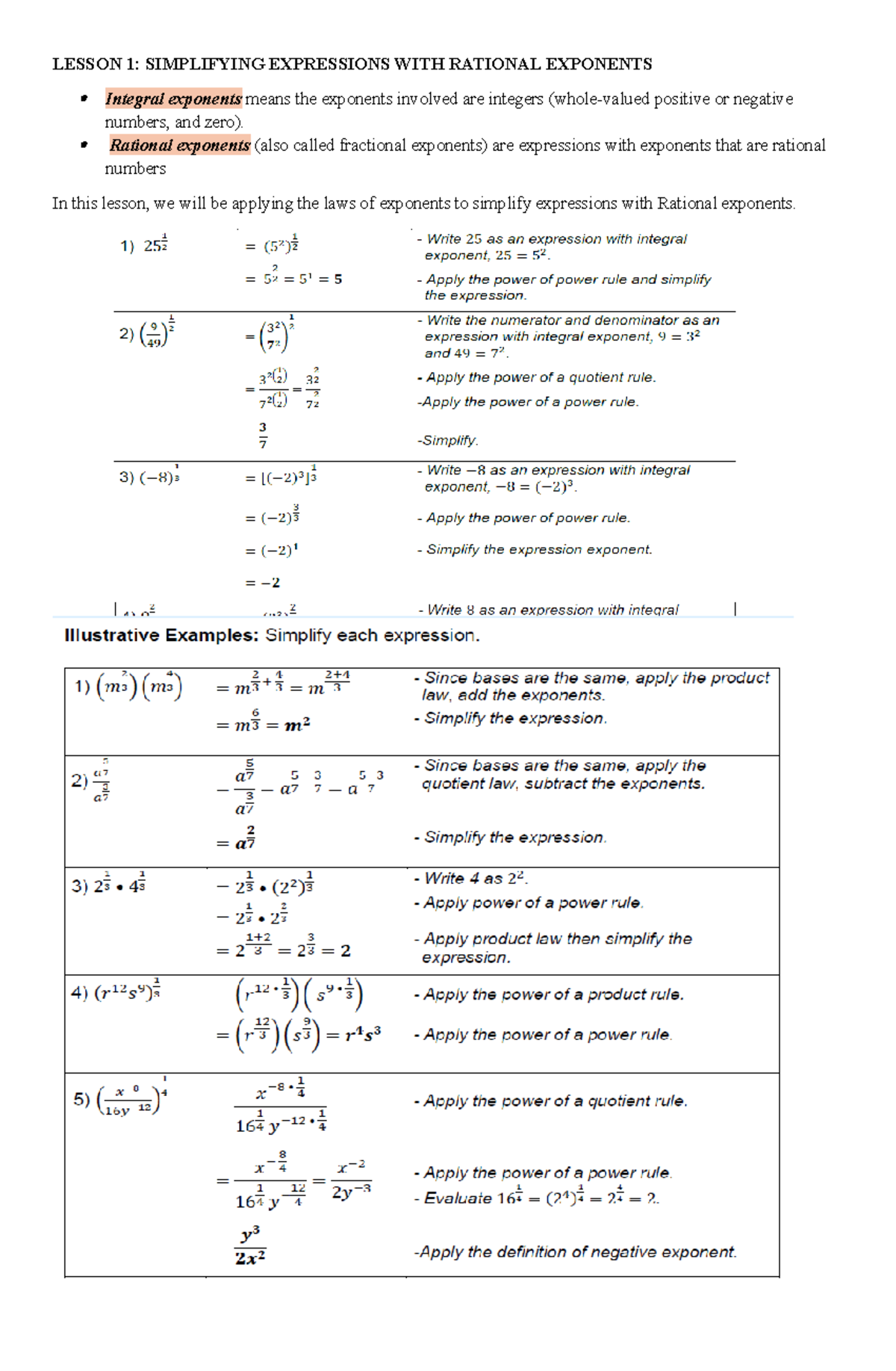 Simplifying-rational-exponents - Bachelor of Physical Education ...