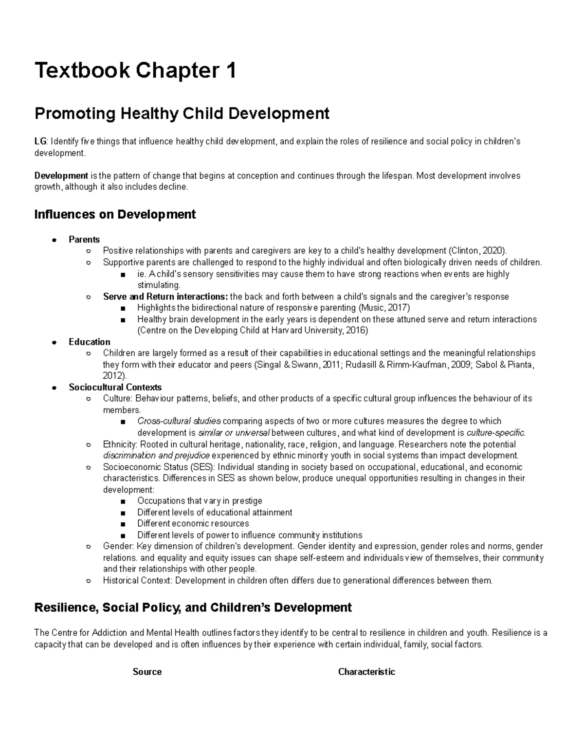 Textbook Chapter 1: Influences on Healthy Child Development and ...