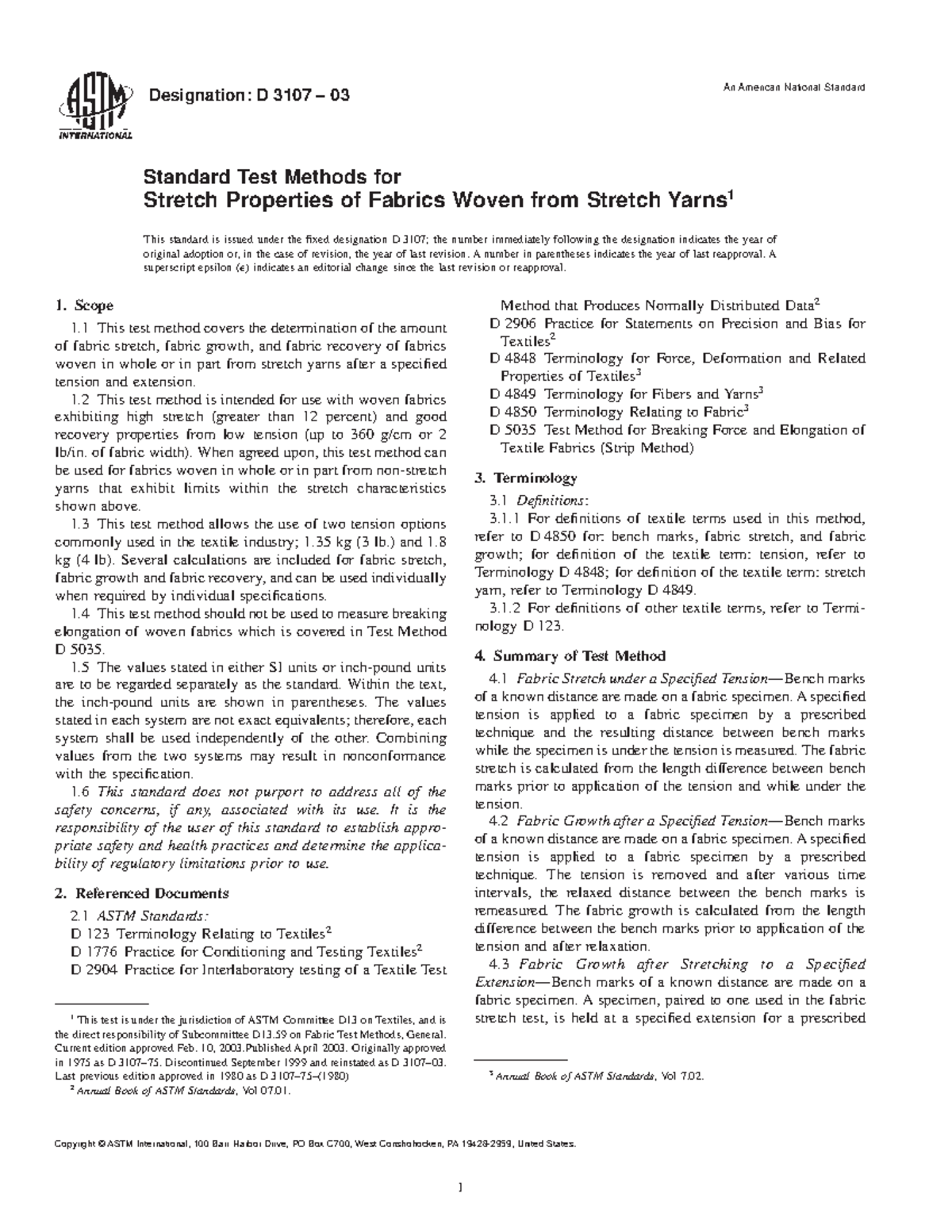 ASTM D 3107 - Upload for unlock - Designation: D 3107 – 03 An American ...