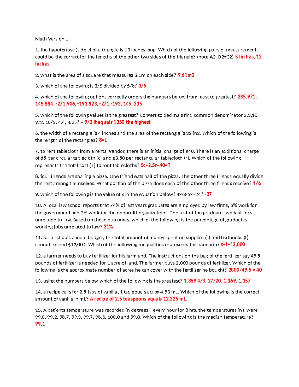 Math 3x Teas - Practice Questions for TEAS Test Preparation - Studocu