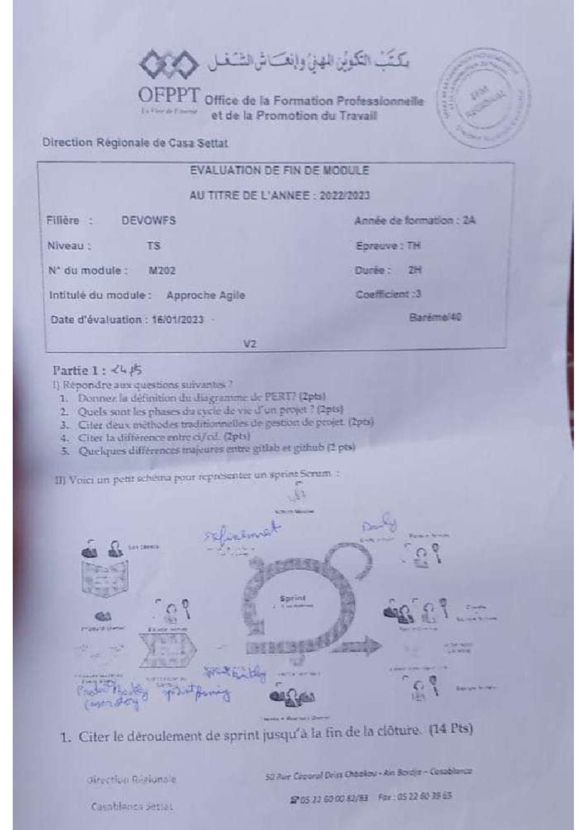 Évaluation de Fin de Module M202 : Approche Agile et Gestion de Projet - Studocu