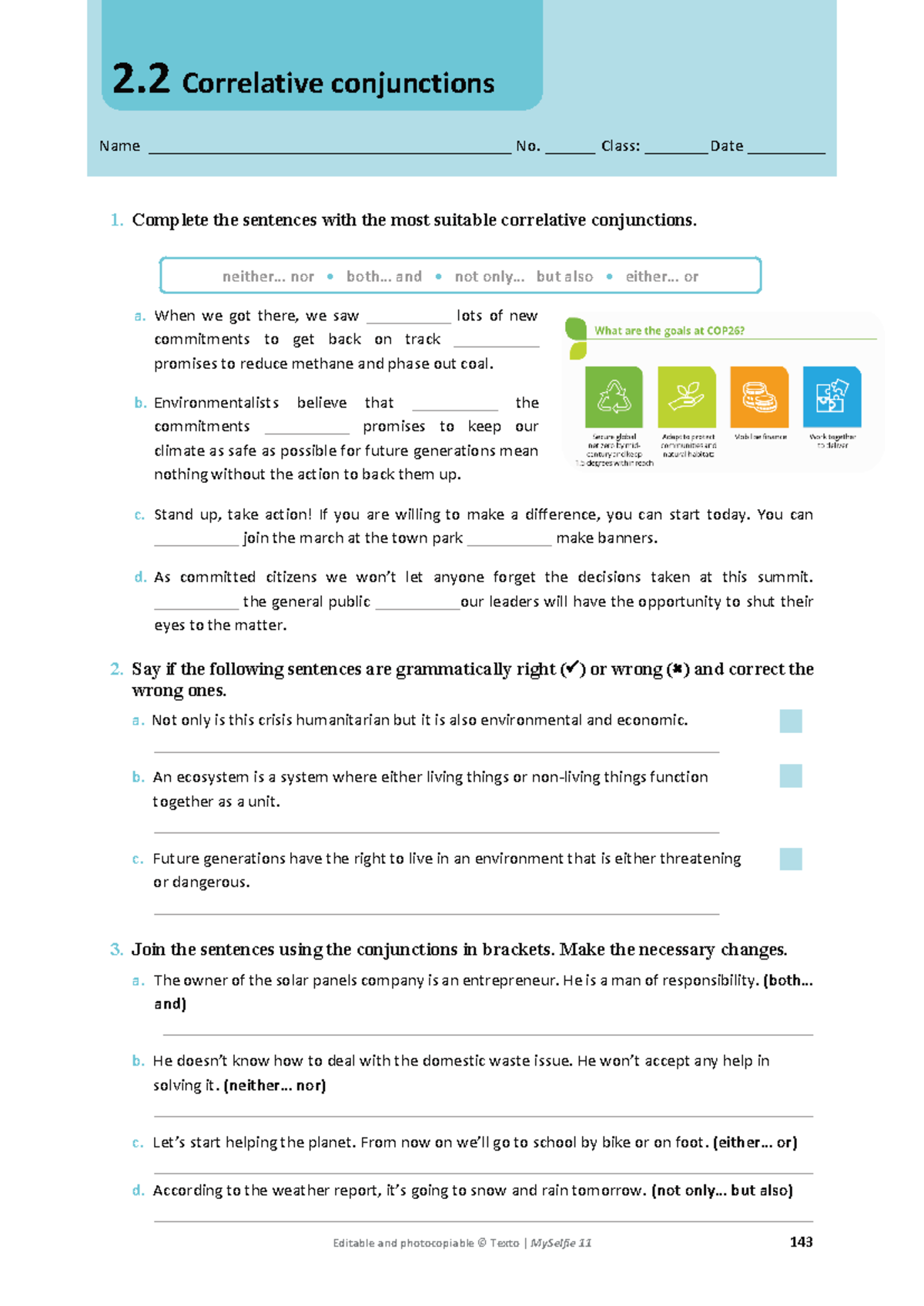 Correlative conjunctions - Editable and photocopiable © Texto ...
