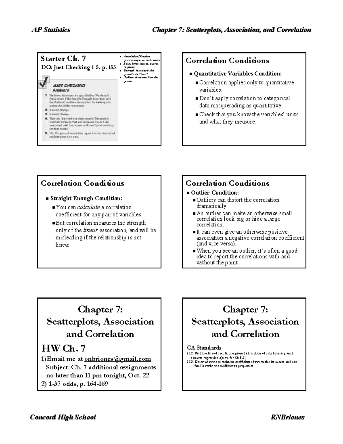AP Statistics Chapter 7: Scatterplots, Association, and Correlation ...
