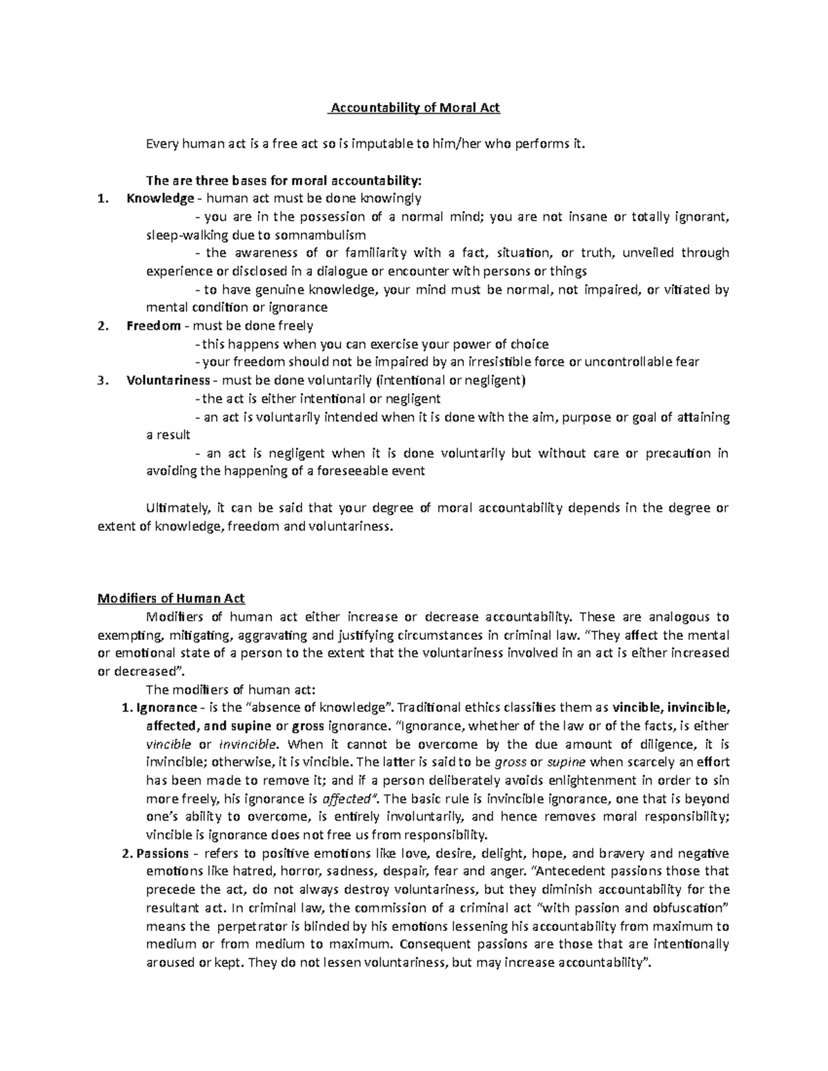 Moral Accountability: Key Concepts and Modifiers Explained (PHIL101 ...