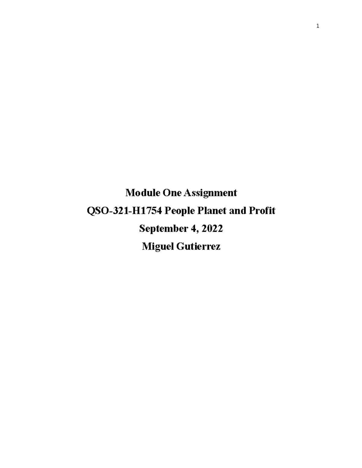 Module One Assignment on TBL Framework - QSO-321 - Studocu