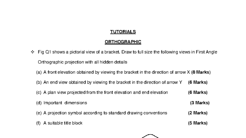 Orthographic Projection Tutorial: Full Views & Dimensions - Studocu