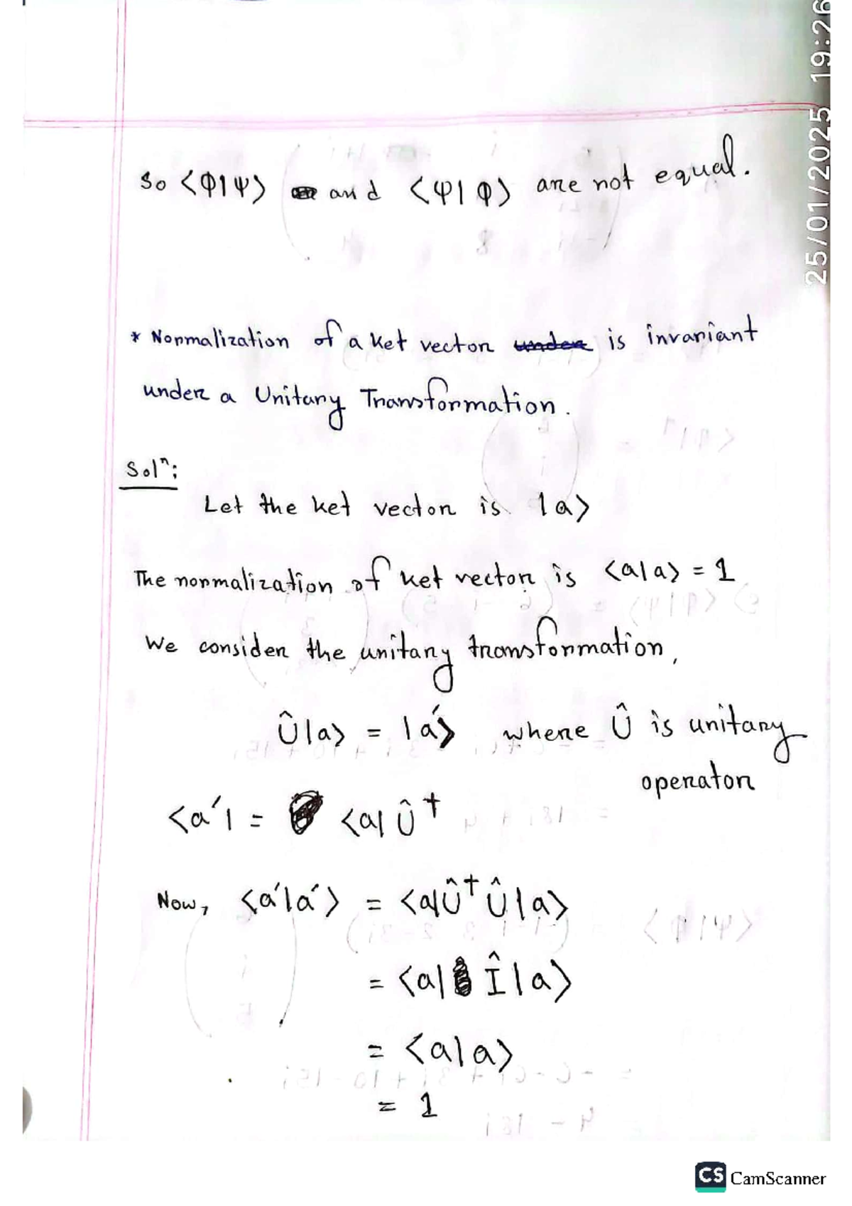 Quantum Mechanics: Unitary Transformations & Ket Vector Normalization ...