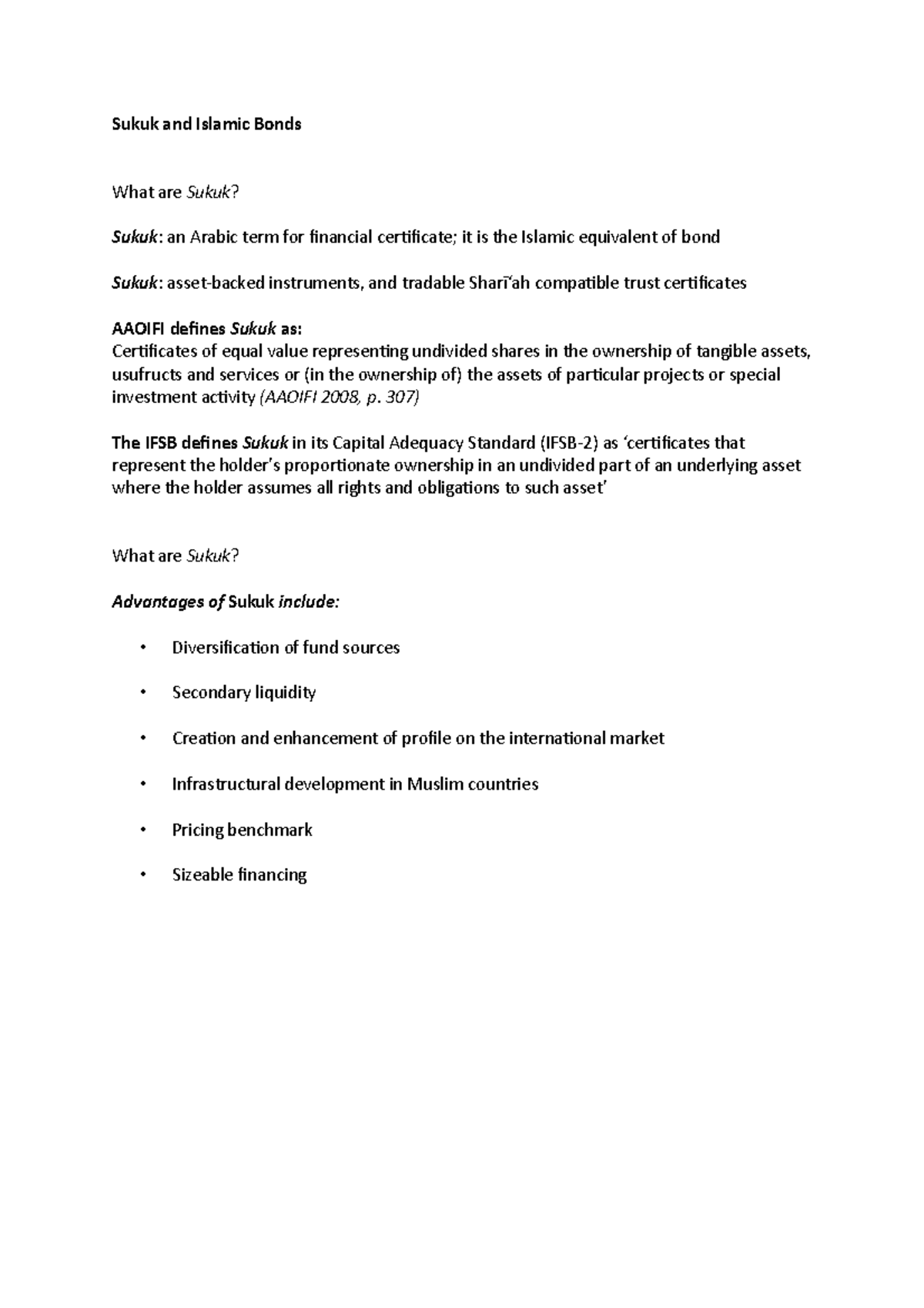Sukuk and Islamic Bonds - 307) The IFSB defines Sukuk in its Capital ...