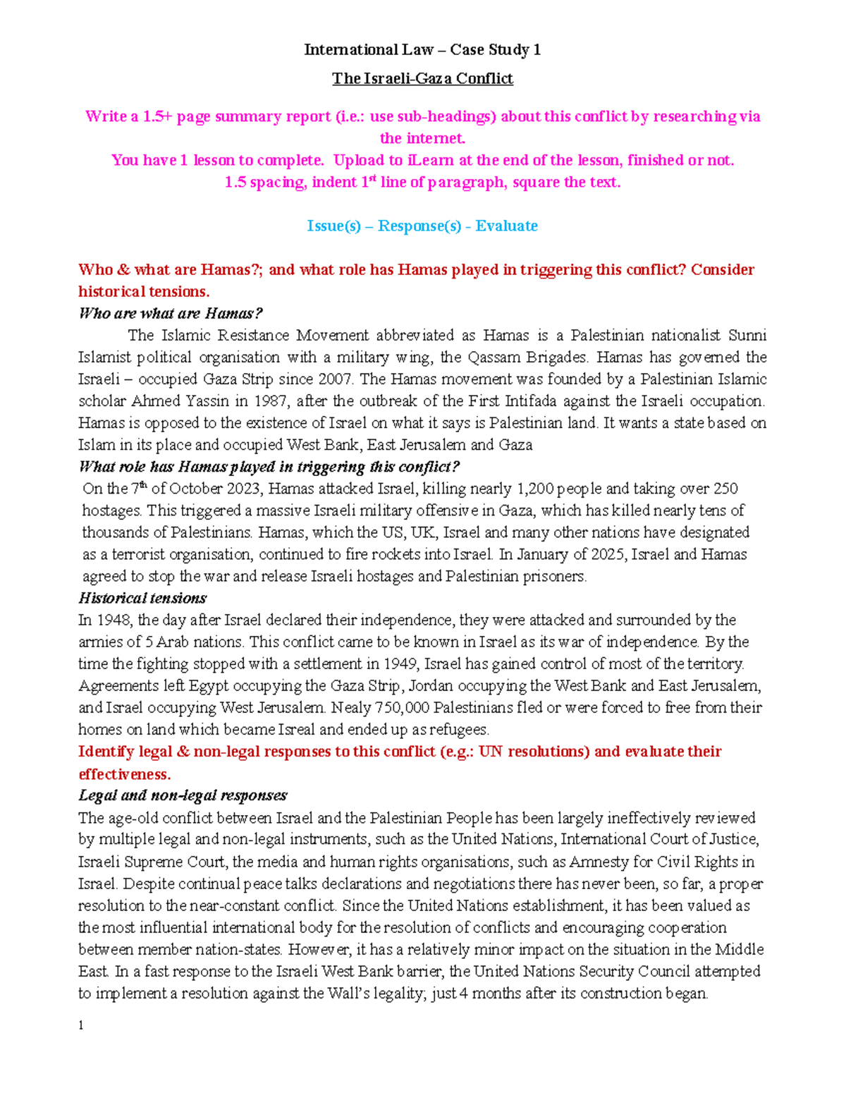 11 Legal Studies 2025 - International Law - Case Study 1: Israel-Gaza ...