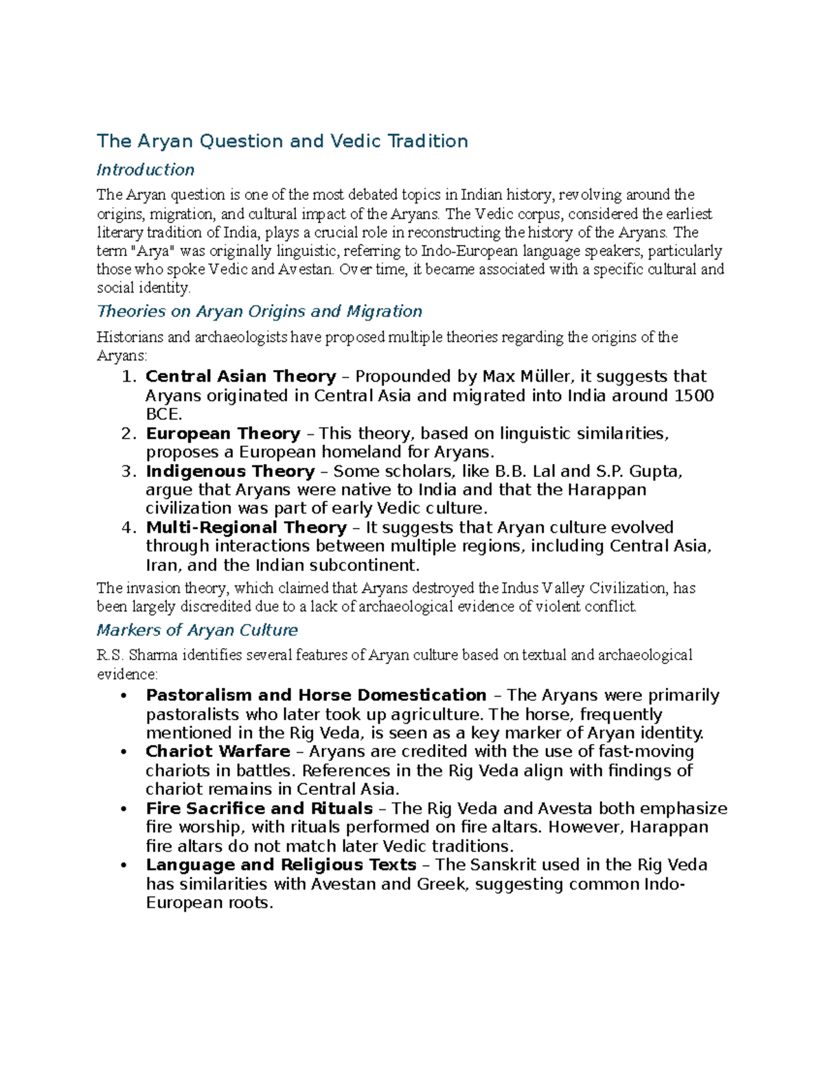 Aryan Debate Lecture Notes: Origins, Theories & Cultural Markers - Studocu