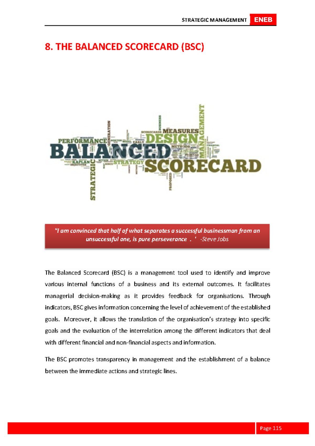 Balanced Scorecard Framework for Strategic Management Insights - Studocu