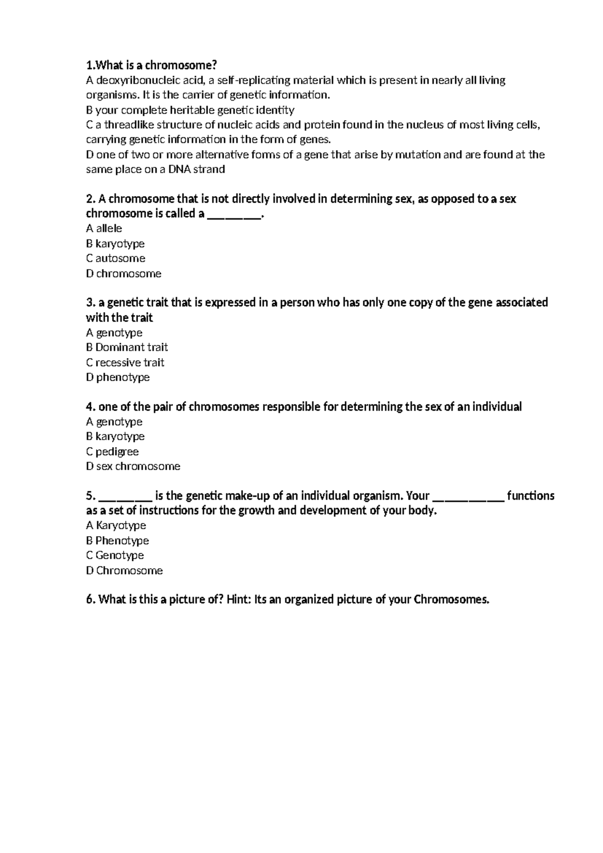 Inheritance - IB HL Style Study Guide on Chromosomes and Genetics - Studocu