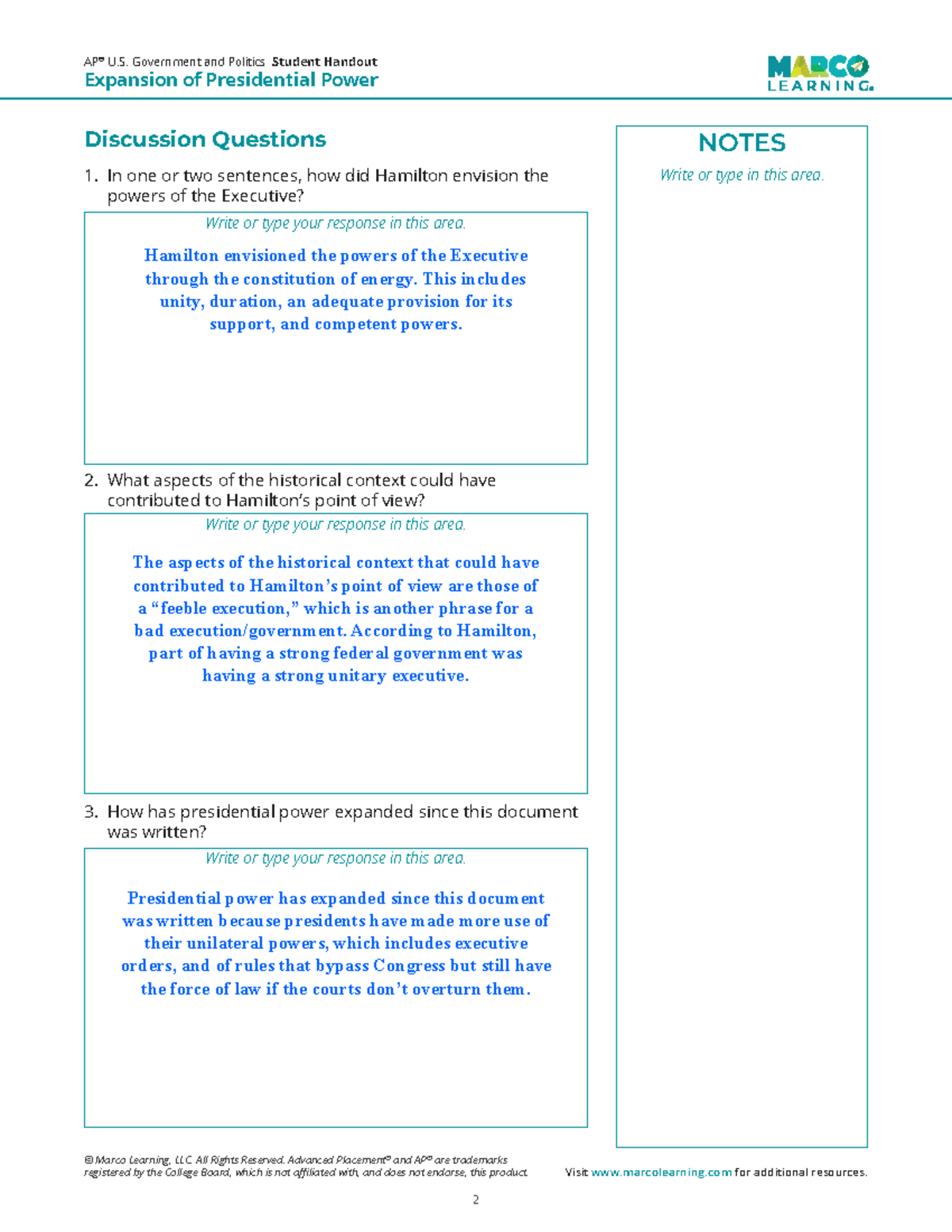 AP GOV Final Exam Notes on Expansion of Presidential Power - Studocu