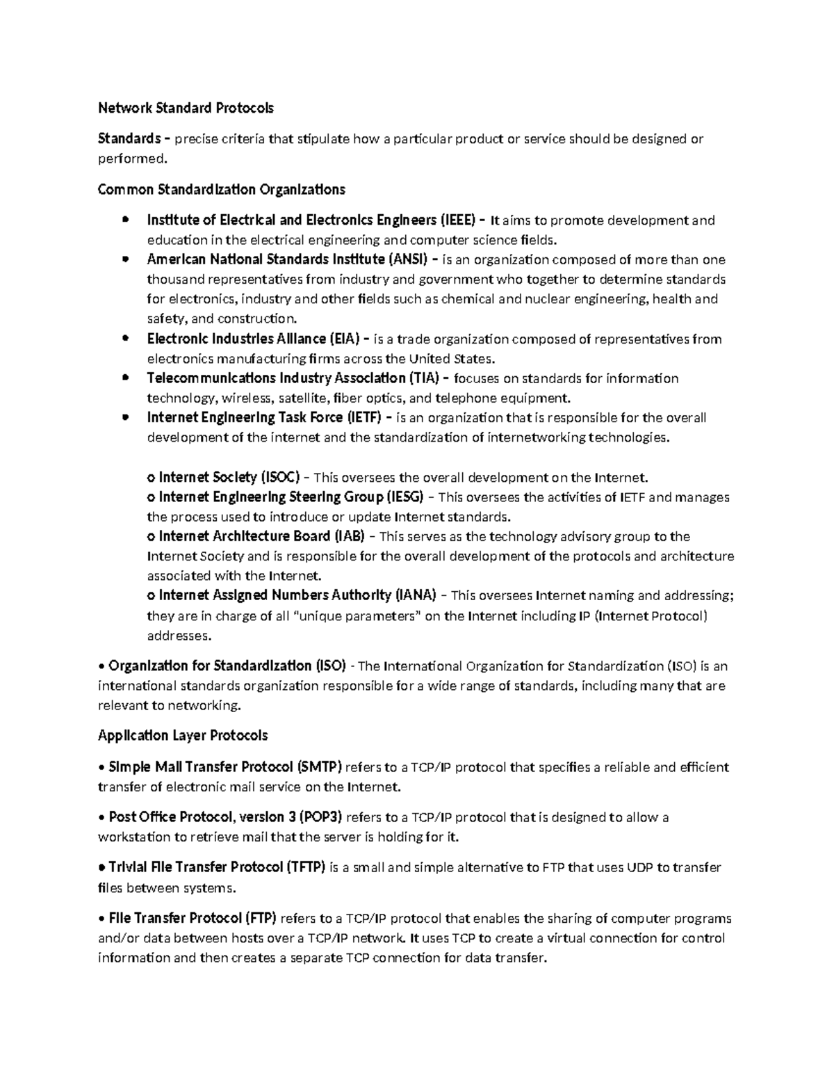 Network Technology (CNT 201) Midterm Study Guide: Protocols Overview - Studocu