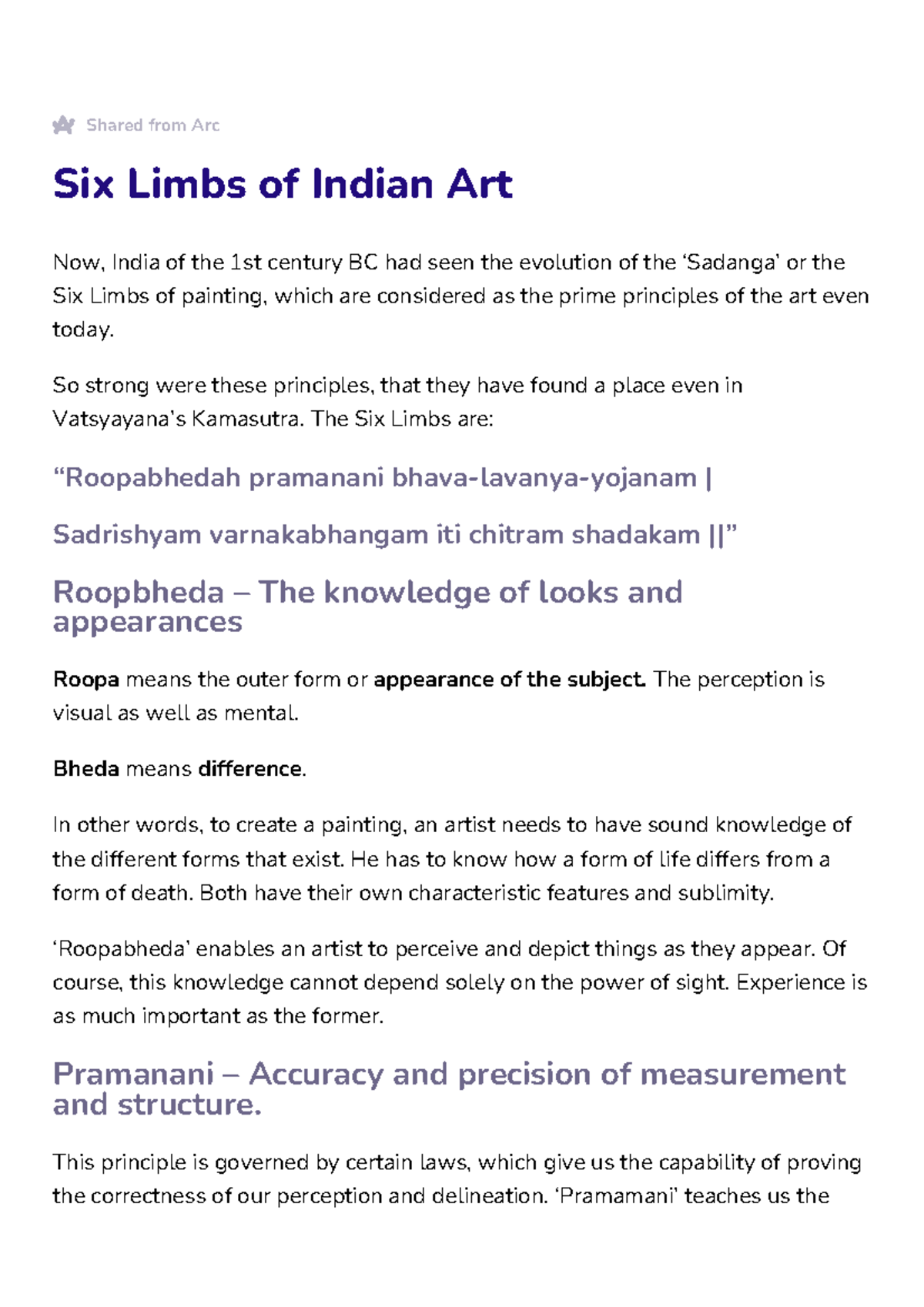 Six Limbs of Indian Art: Exploring Sadanga Principles in Detail - Studocu