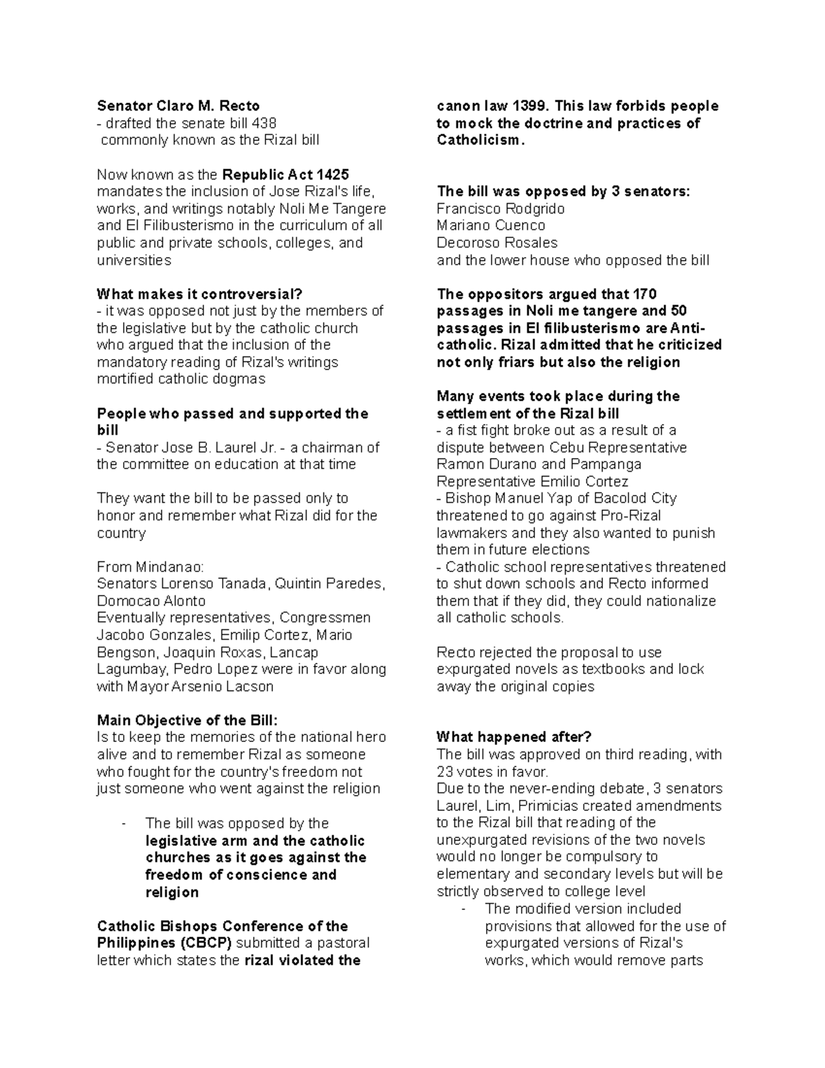 Rizal Bill (Senate Bill 438) Key Points and Controversies Explained ...