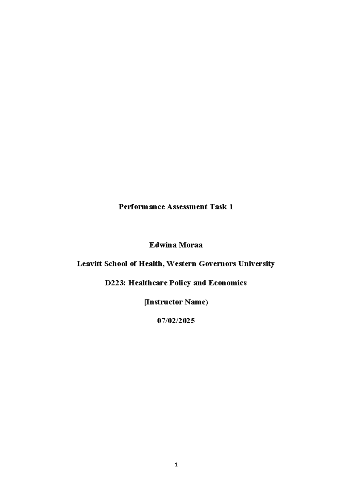 D223: Performance Assessment Task 1 - Hospital Selection Analysis - Studocu
