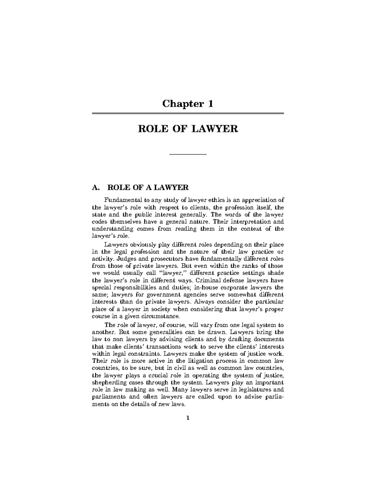 Chapter 1: The Role of Lawyers in Legal Systems (129033040) - Studocu