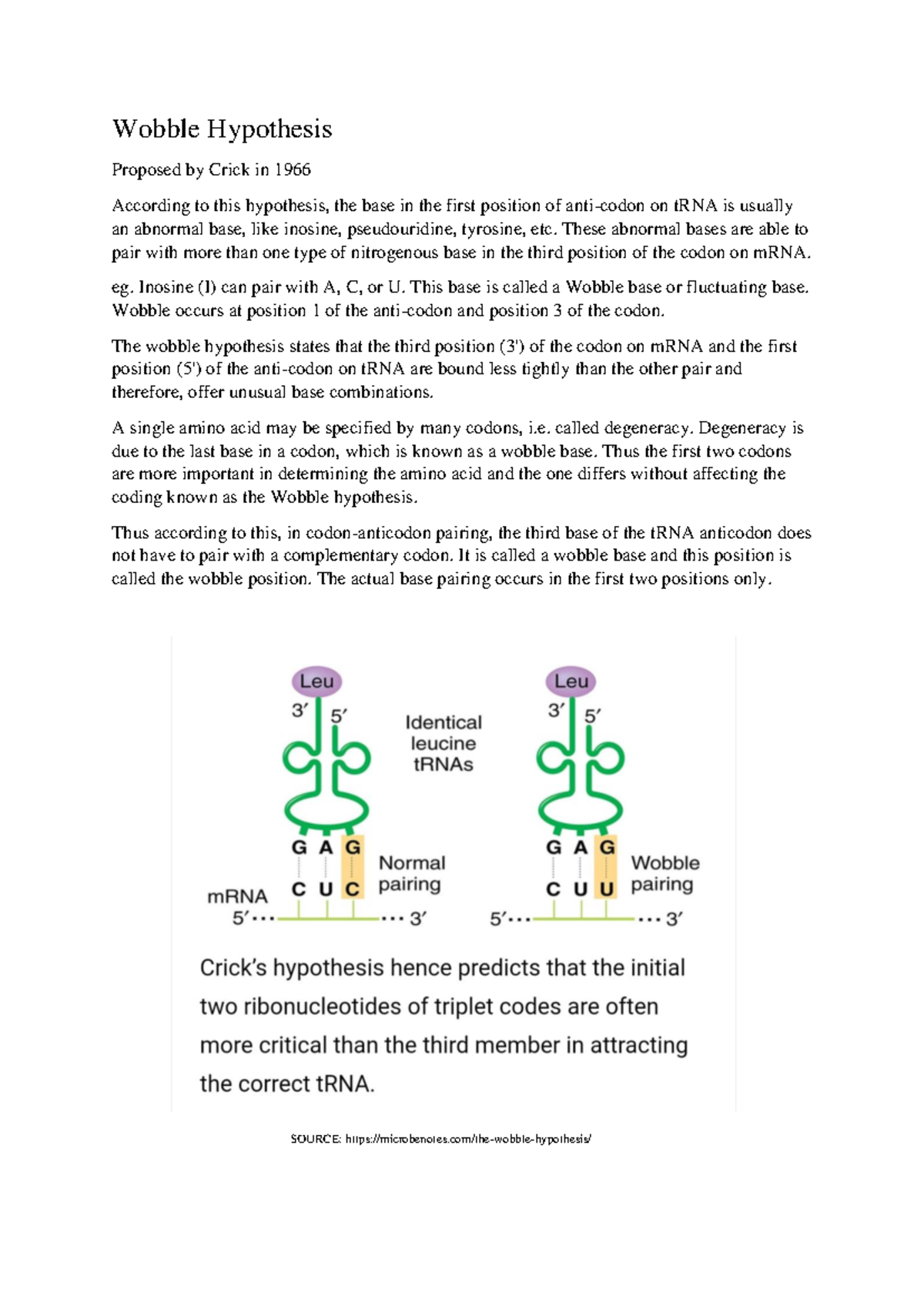 B.Sc. III B-302 Genetic CODE: Exploring the Wobble Hypothesis PDF - Studocu