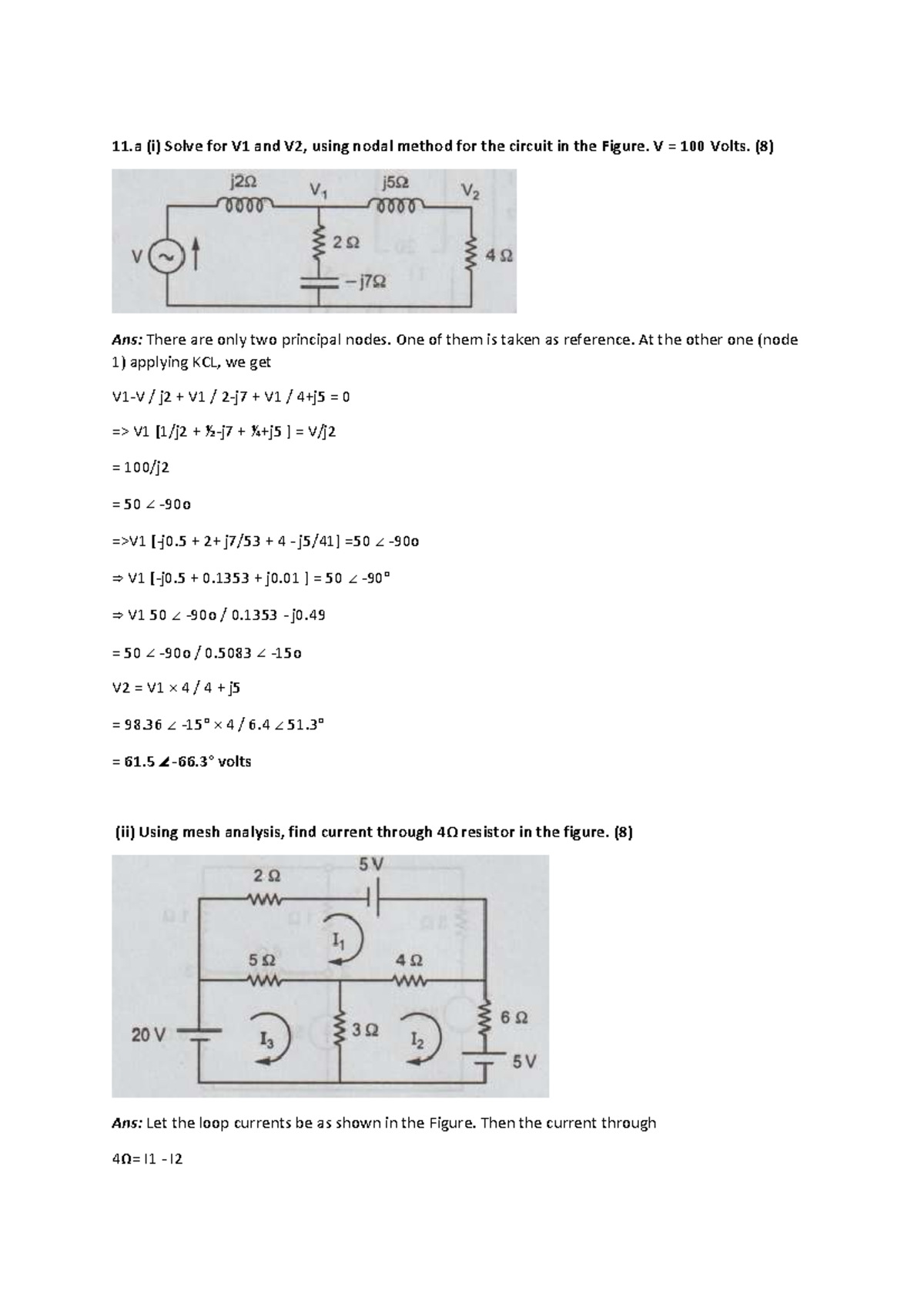 Nodal and Mesh Analysis Practice Questions - 16 Marks - Studocu