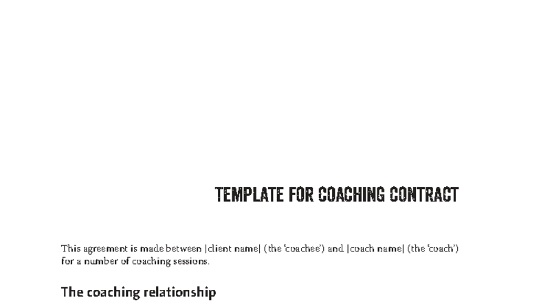 Coaching Contract Template: Agreement for Coaching Sessions - Studocu