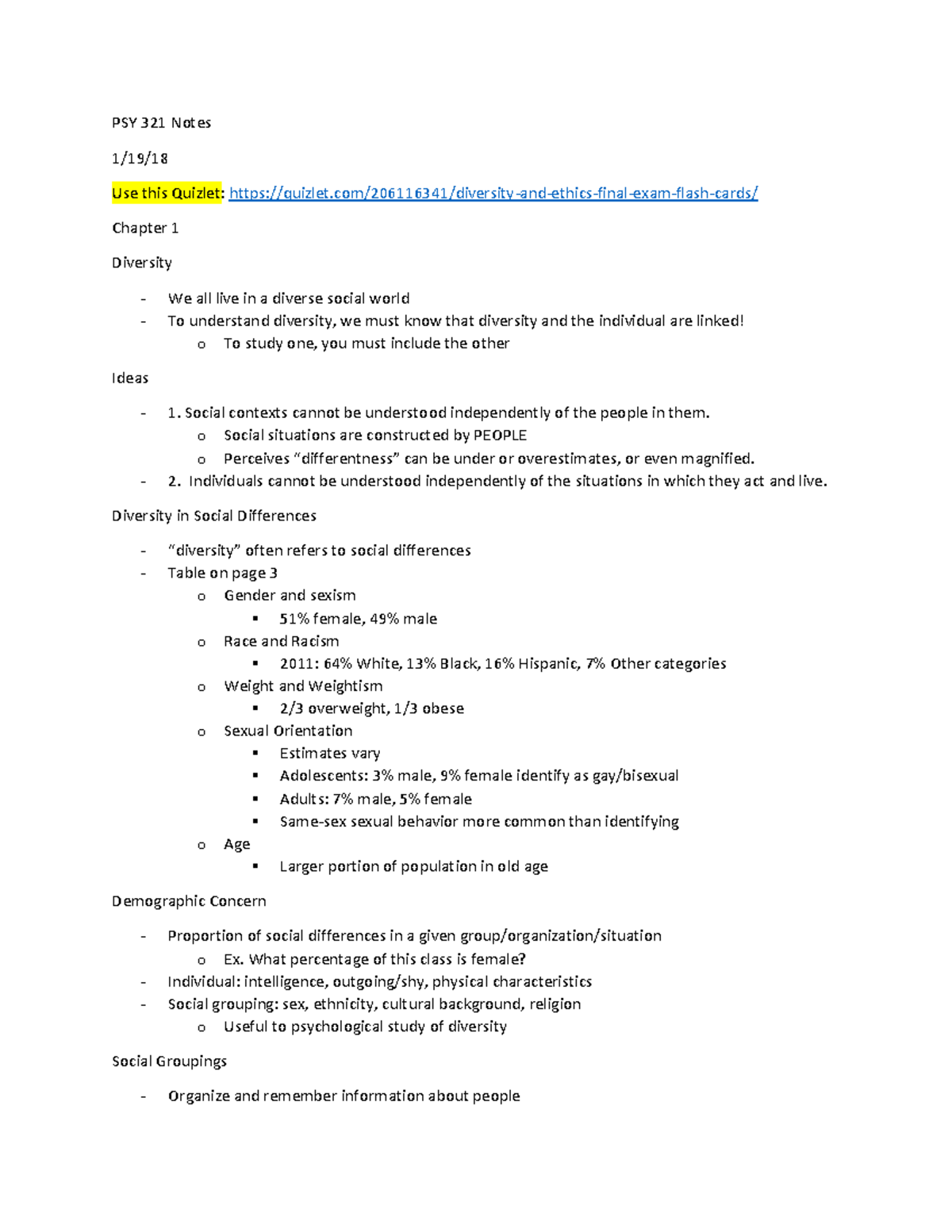 PSY 321 Notes - Warning: TT: undefined function: 32 Warning: TT ...