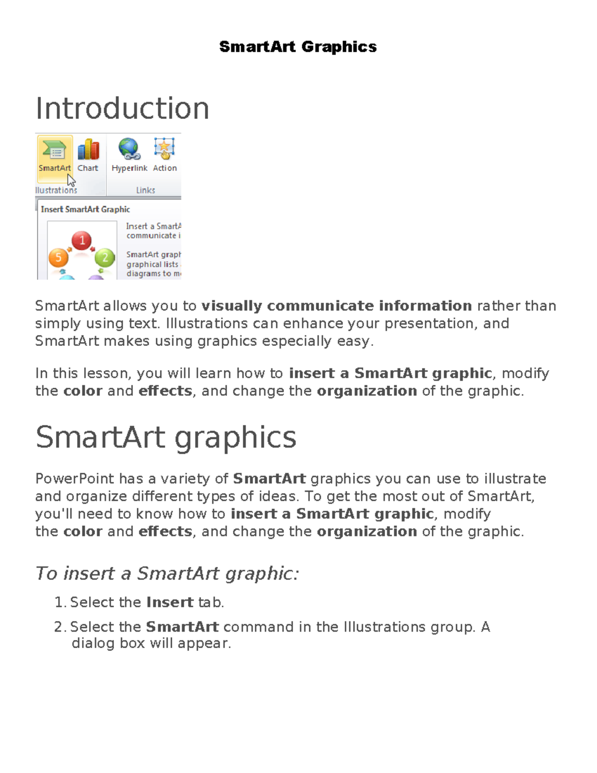 19Smart Art Graphics: Inserting, Modifying, and Organizing in PowerPoint - Studocu