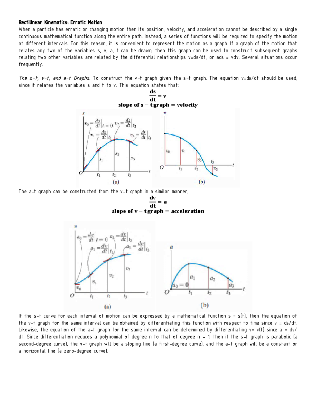 Lesson 1 - MDB: Erratic Motion in Rectilinear Kinematics - Studocu