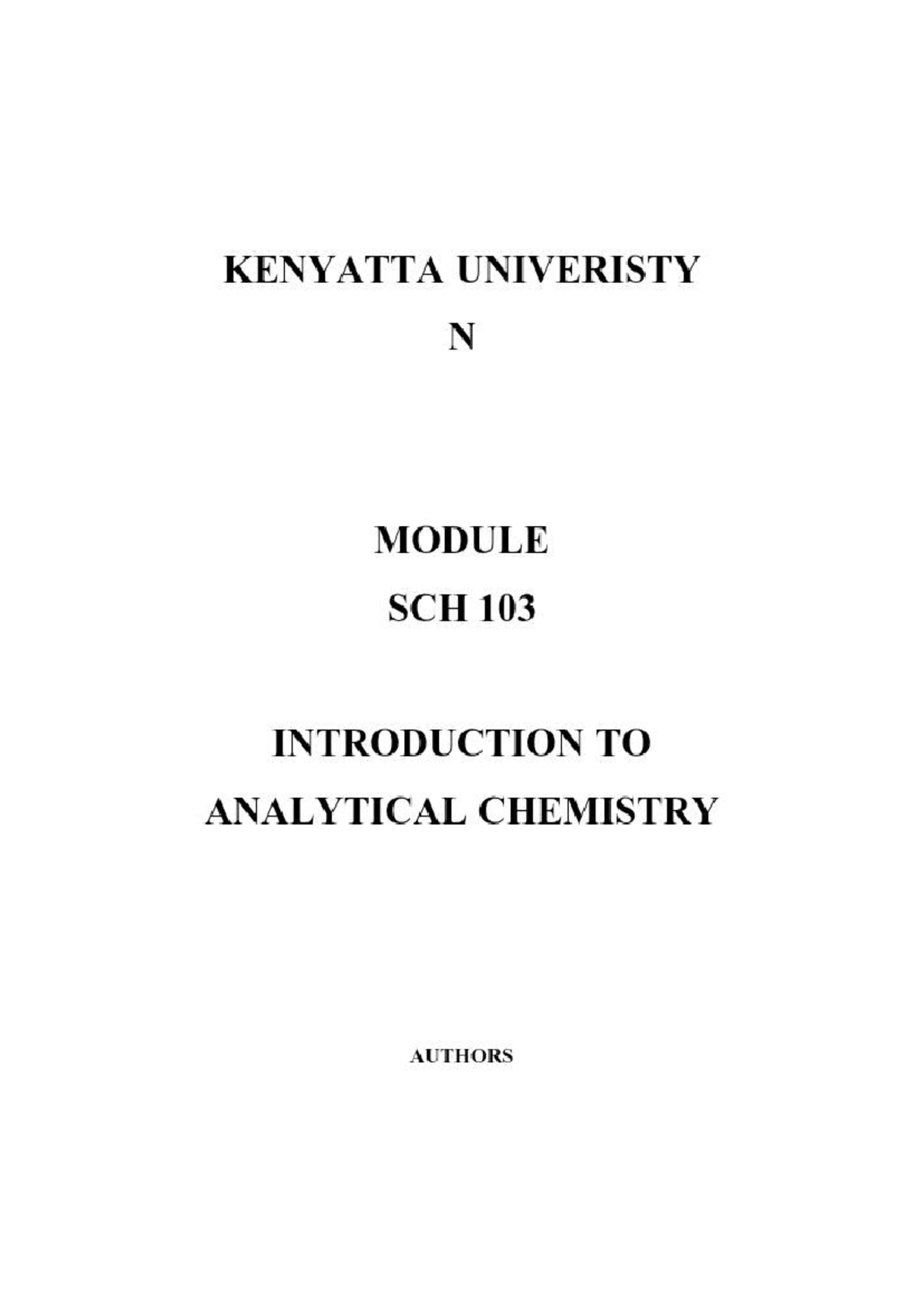 SCH 104 Basic Analytical Chemistry: Comprehensive Study Notes - Studocu