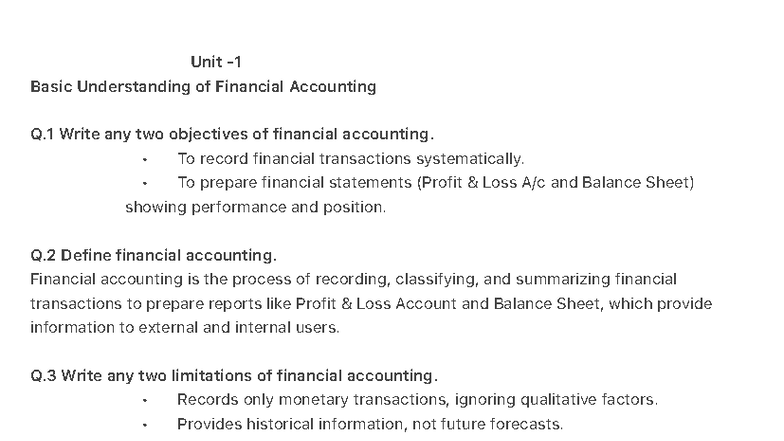 Financial Accounting Basics: Objectives, Users, and Limitations - Studocu