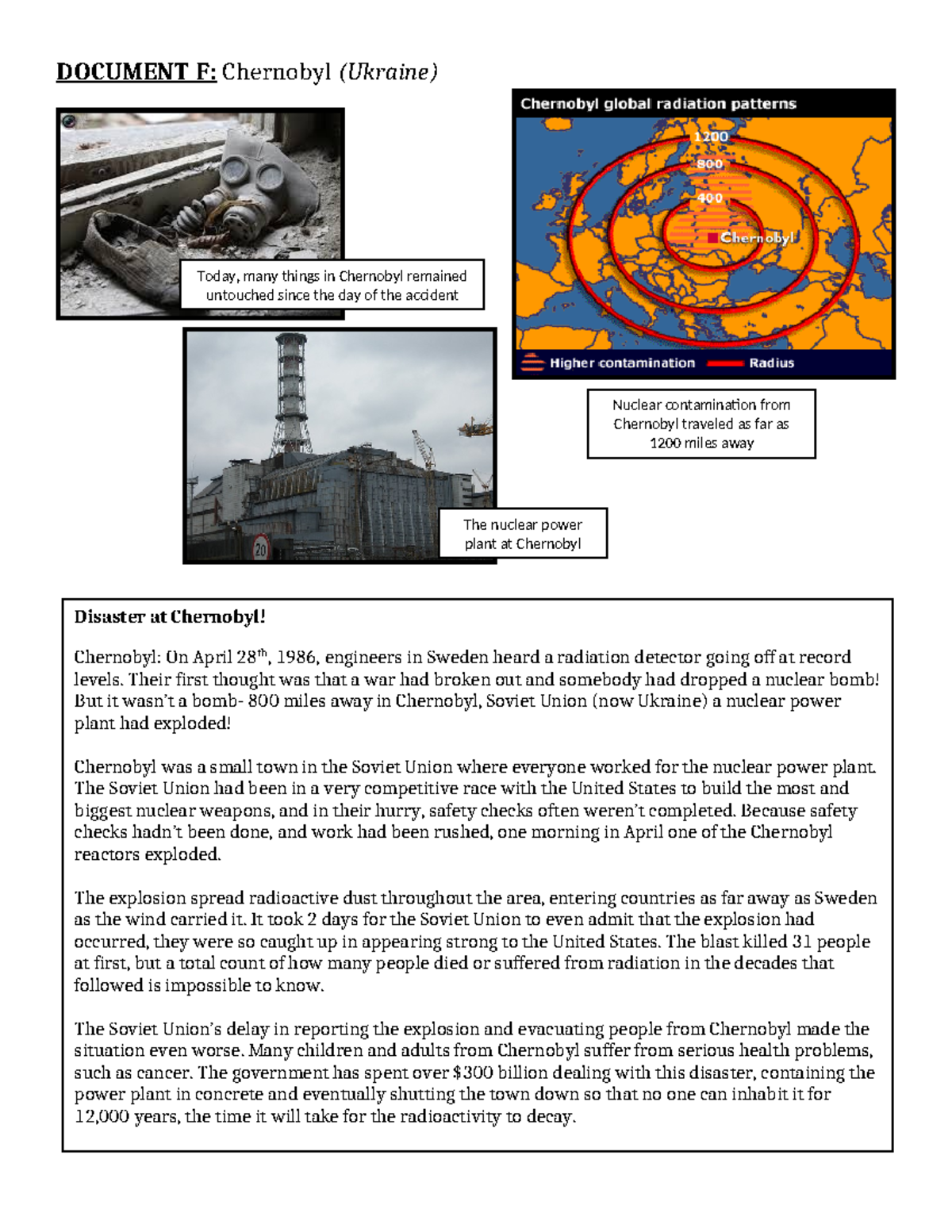 DBQ: Chernobyl Disaster and Its Lasting Impact on Ukraine - Studocu