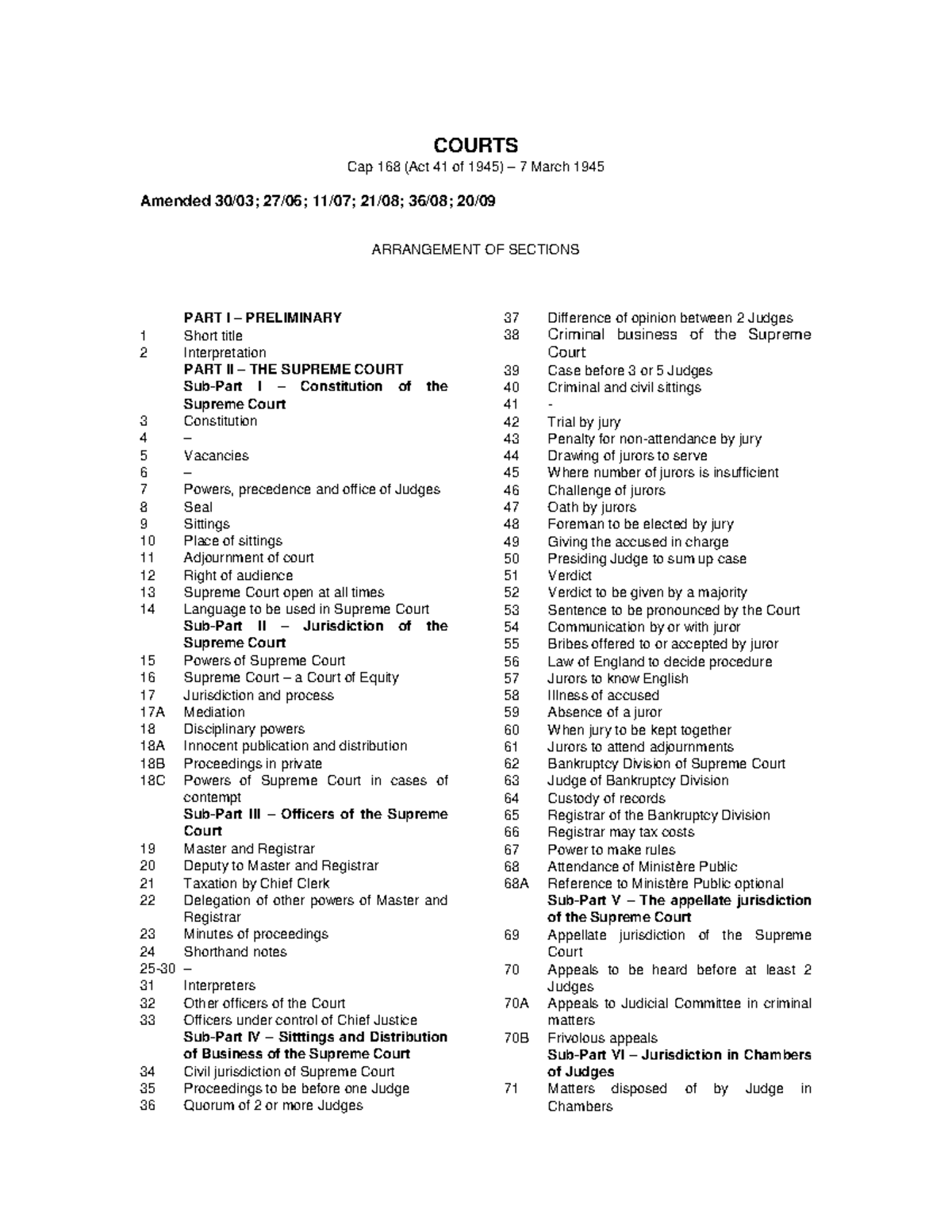 Courts Act 1945: Comprehensive Overview and Section Breakdown - Studocu
