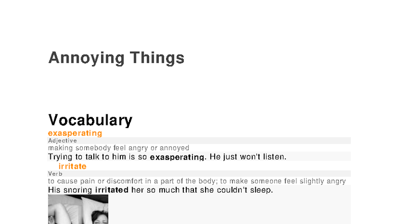 Annoying Things Vocabulary - bbb: Exasperating Adjectives & Phrases ...