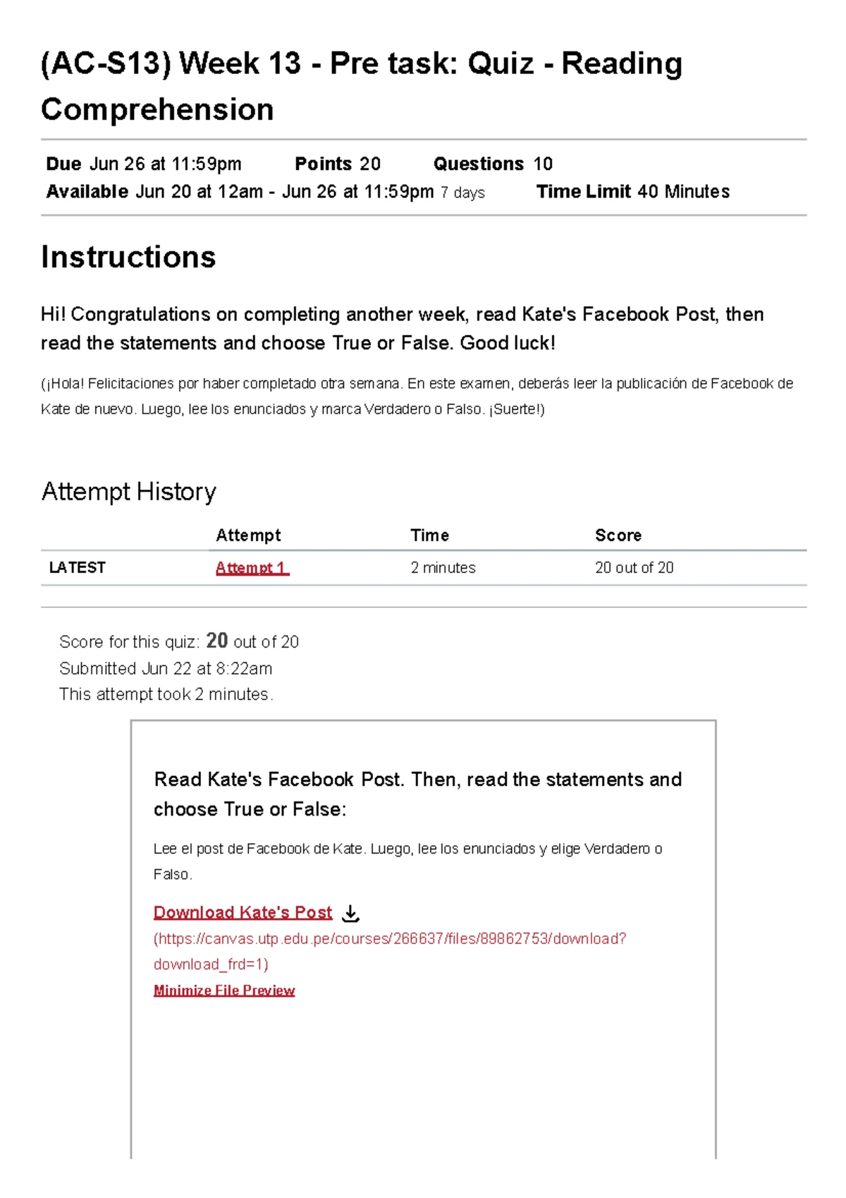 Week 04 - Pre-Task Reading - Time to practice - Ingles I - Studocu