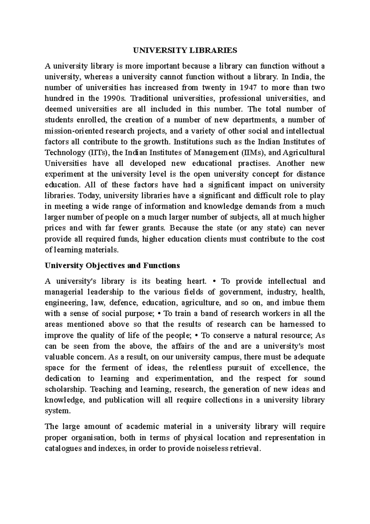 University Libraries - Lecture Notes 4: Overview and Functions - Studocu