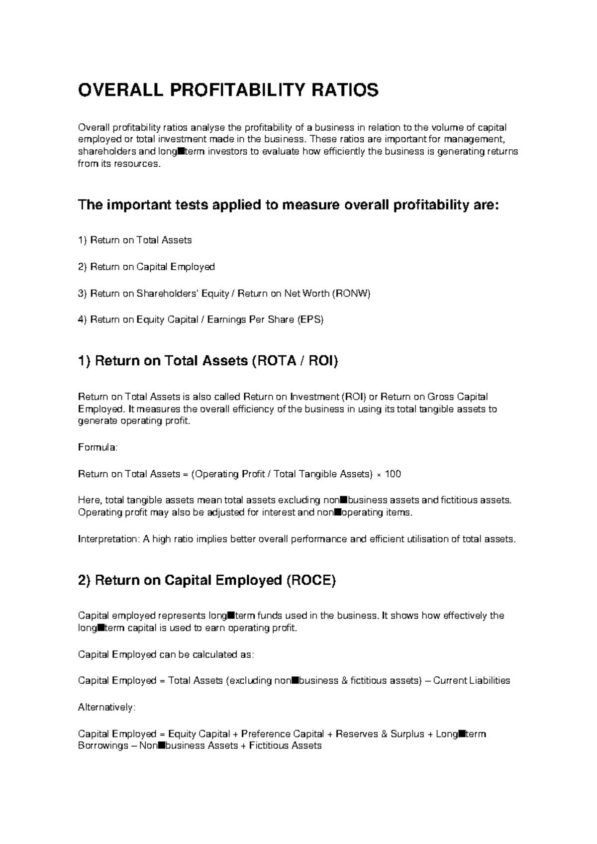 Overall Profitability Ratios: Analysis & Key Metrics - Studocu