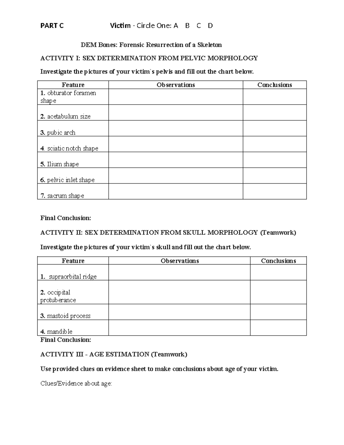 Forensic Analysis of Human Bones - DEM 101 Assignment Worksheet - Studocu