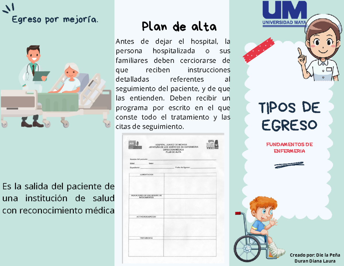 Triptico VIRGINIA - TIPOS DE EGRESO FUNDAMENTOS DE ENFERMERIA Egreso ...
