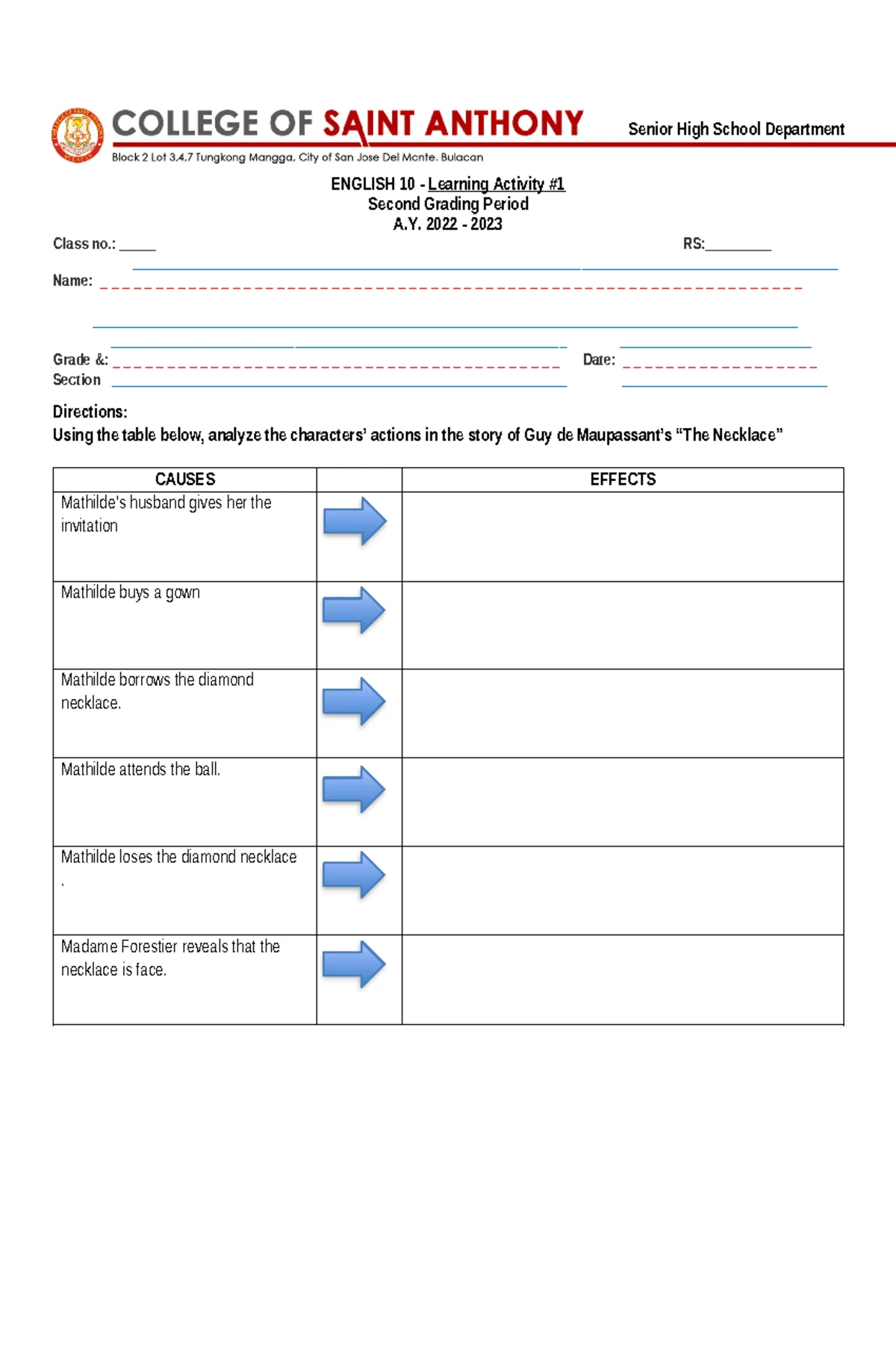 ENGLISH 10 Learning Activity: Character Evaluation - 1st Grading Period ...