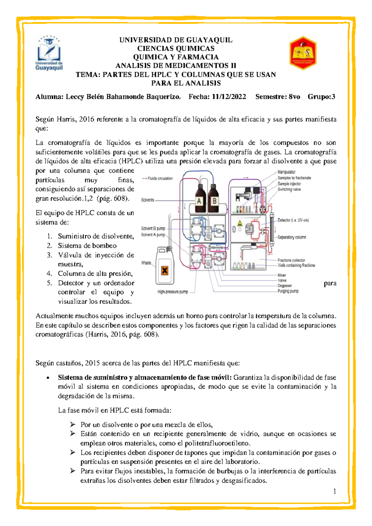 Partes del HPLC y Columnas en Análisis de Medicamentos II - QF-ANALII ...
