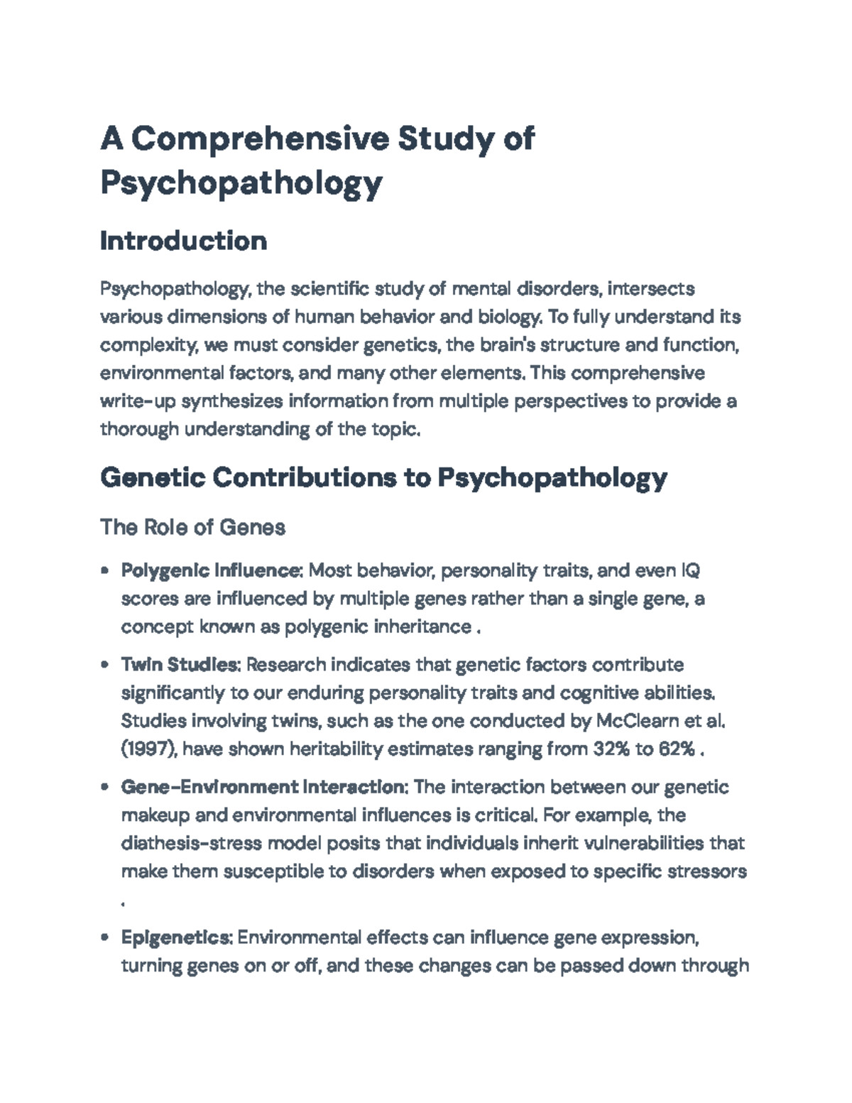 Psychopathology 101: A Deep Dive into Mental Disorder Dynamics - Studocu