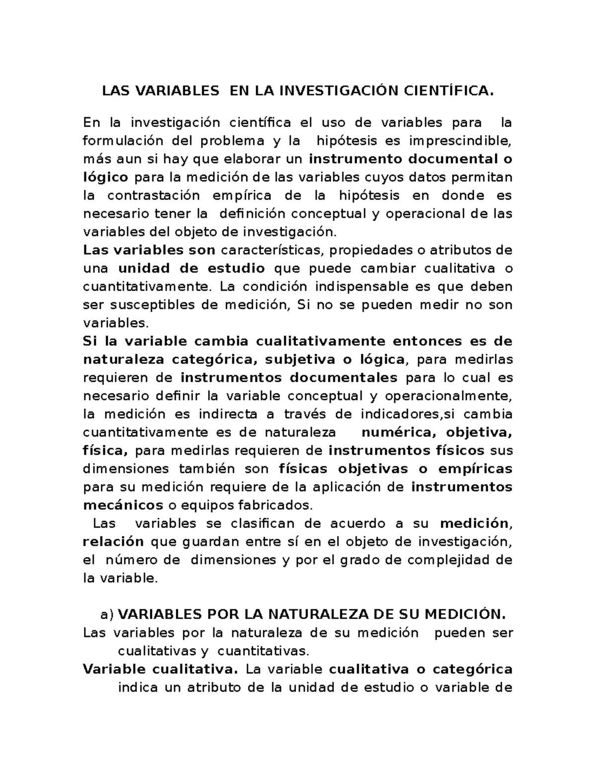 Las variables dentro de la Investigación Científica - LAS VARIABLES EN ...