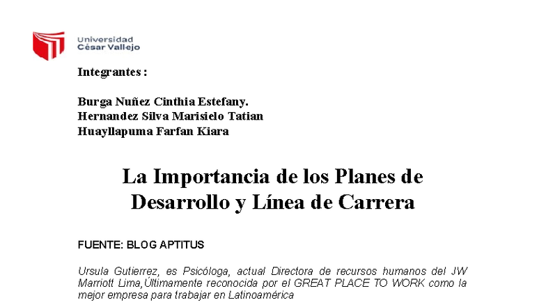 Trabajo Grupal: Plan de Desarrollo y Línea de Carrera - DOC-20251110 ...