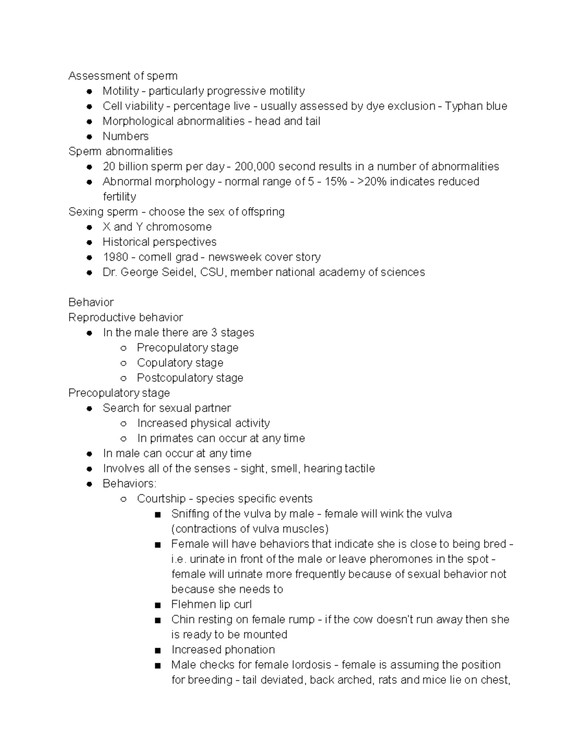 ANSC 3122 Exam 3 Study Guide 3 - Assessment of sperm Motility ...