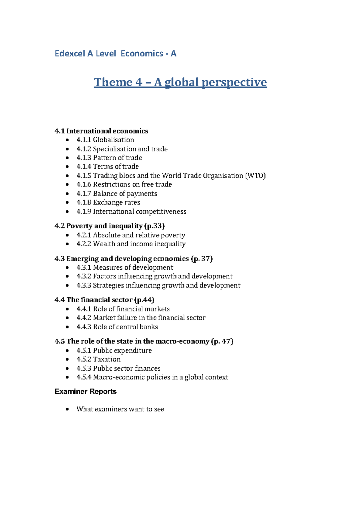 Edexcel A Level Economics A Theme 4: Globalisation & Trade Insights ...
